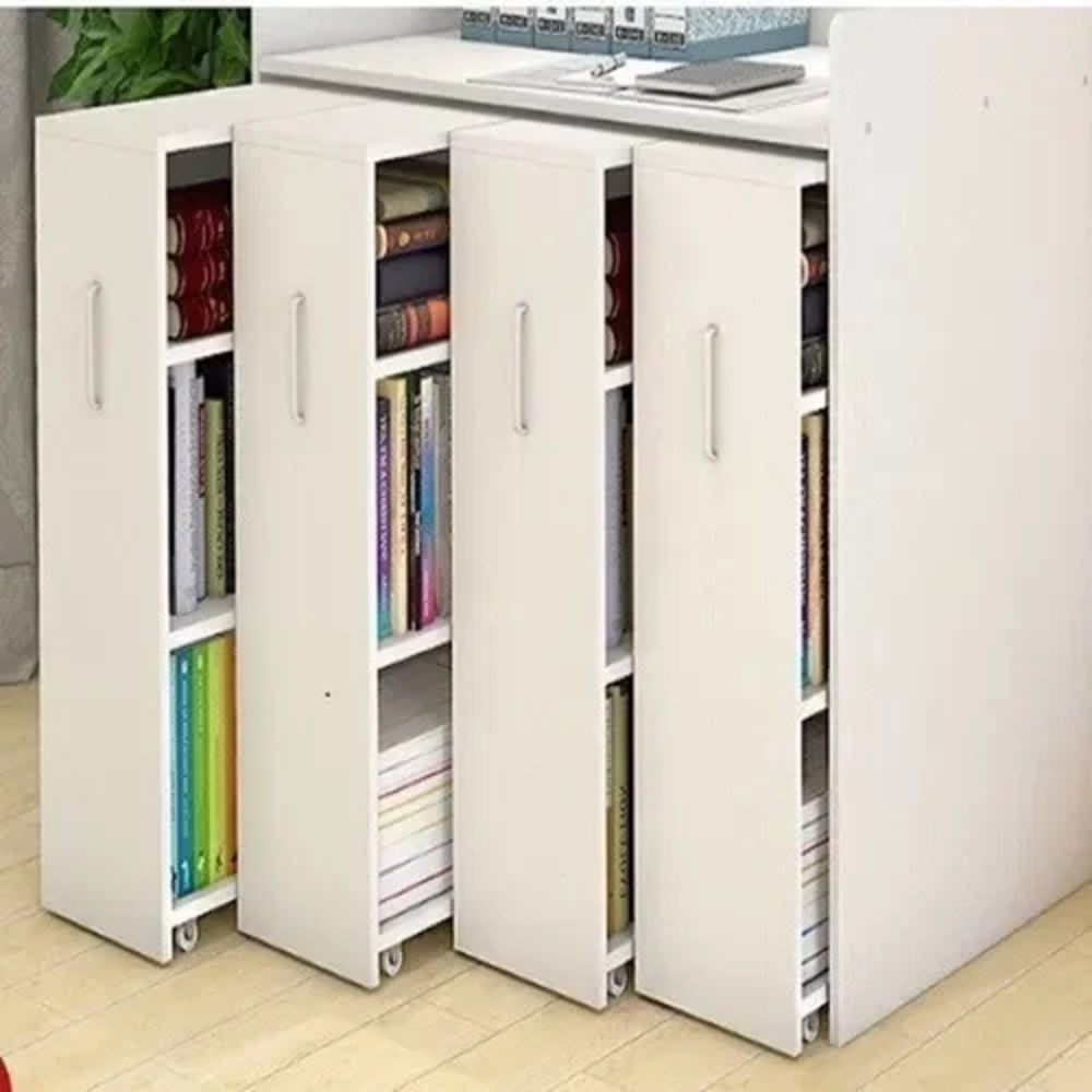 Librero Moderno 4 cajones en vertical c/u con ruedas Piero color Blanco ...