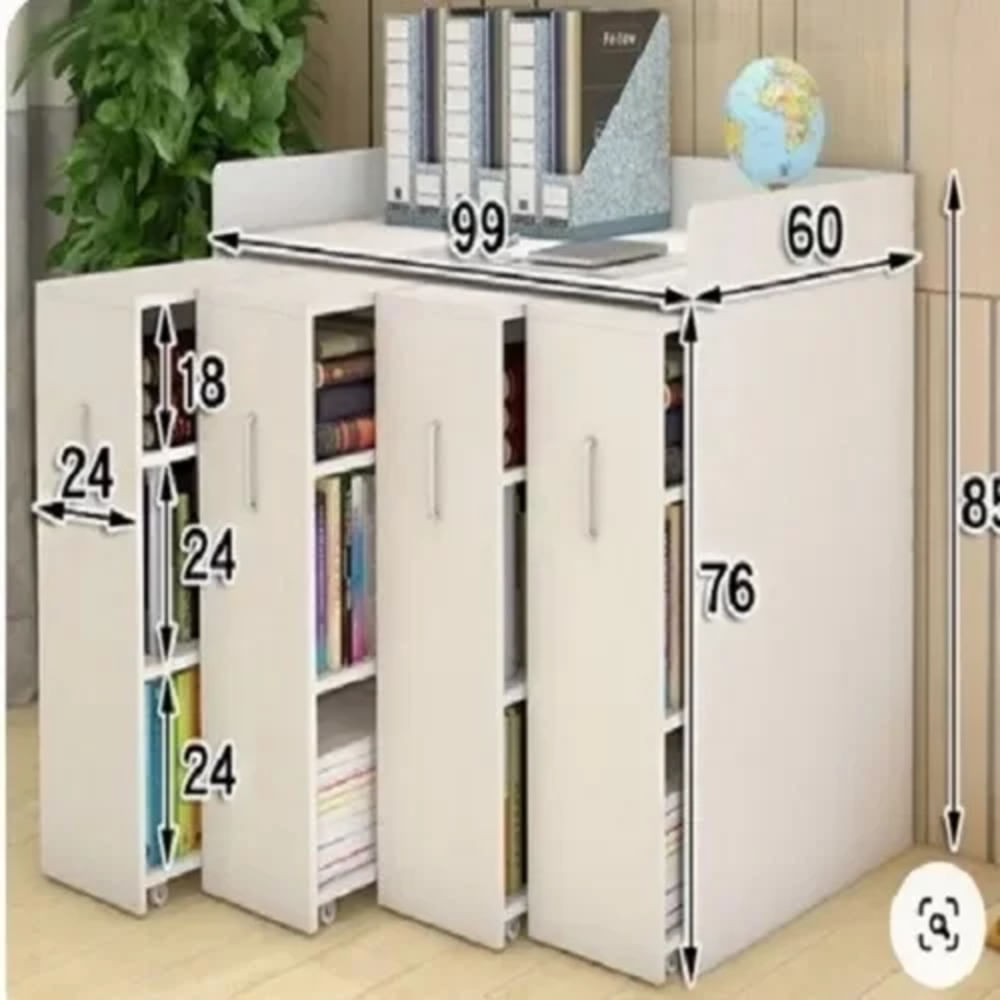 Librero Moderno 4 cajones en vertical c/u con ruedas Piero color Blanco ...