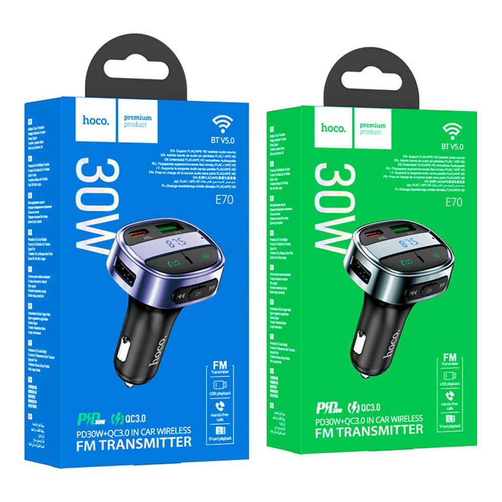 Transmisor Bluetooh Y Fm Para Auto Pd30w + Qc3.0 E70 Hoco - Promart