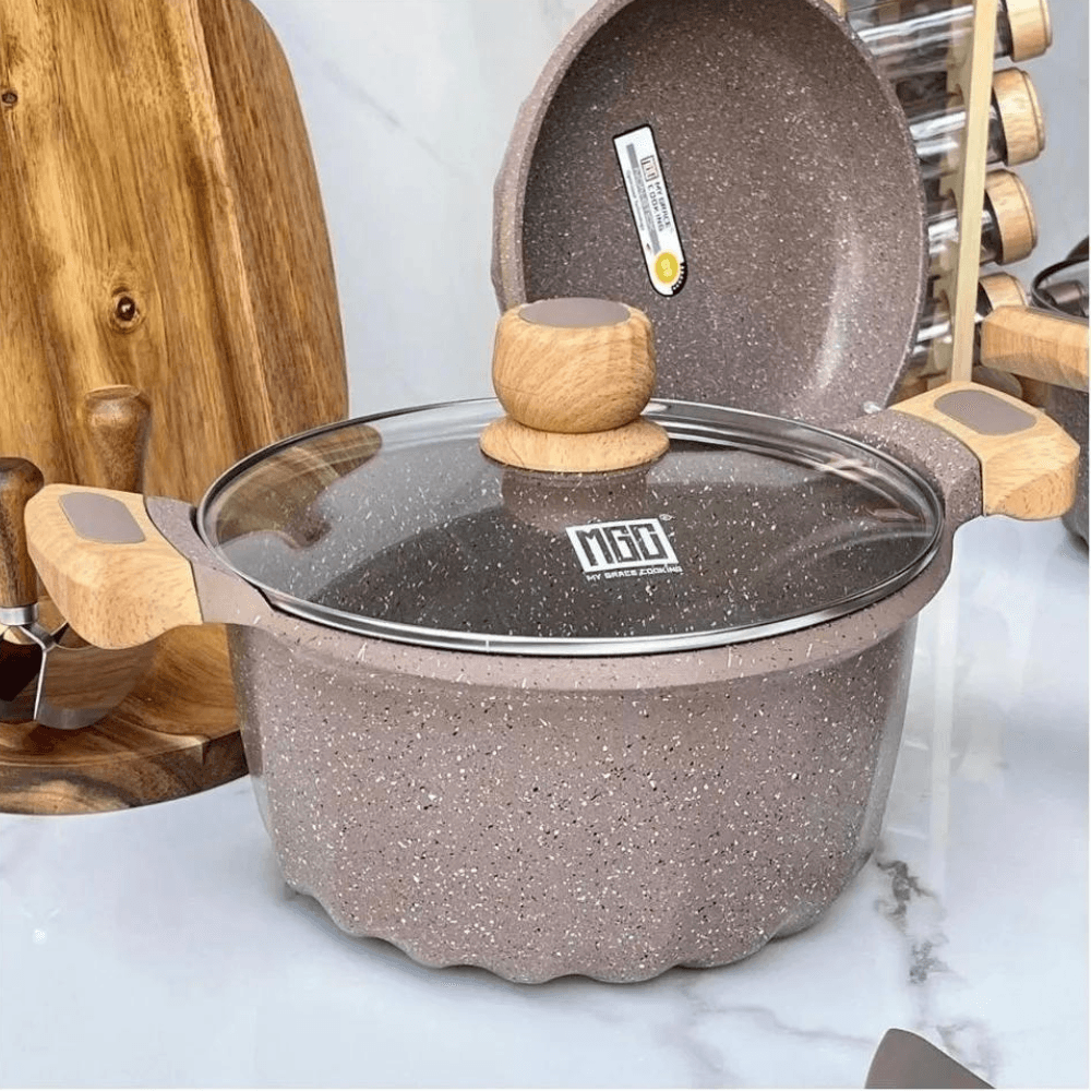 Juego De Olla Roca Volcánica Antiadherente 9pcs MGC - Promart