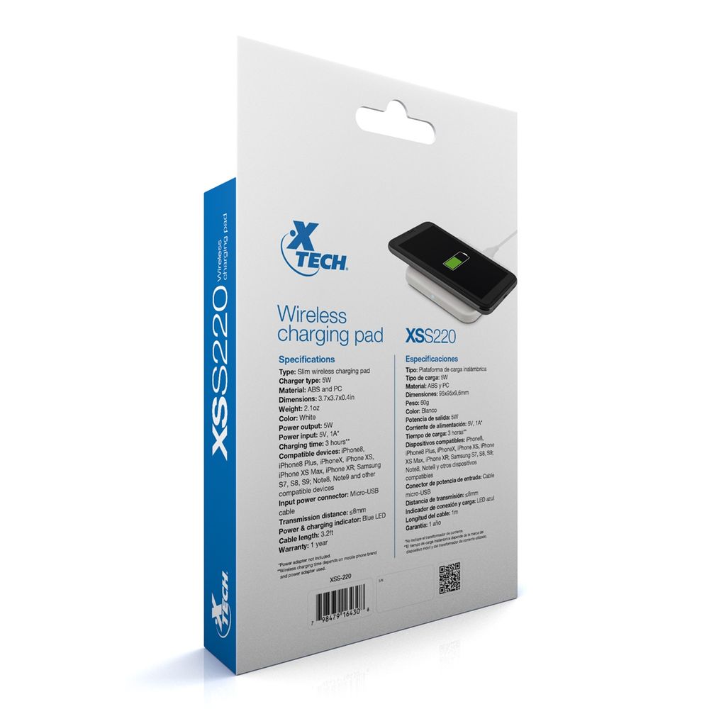 Xtech Cargador Inalámbrico Blanco iPhone Android - XSS-220 - Promart