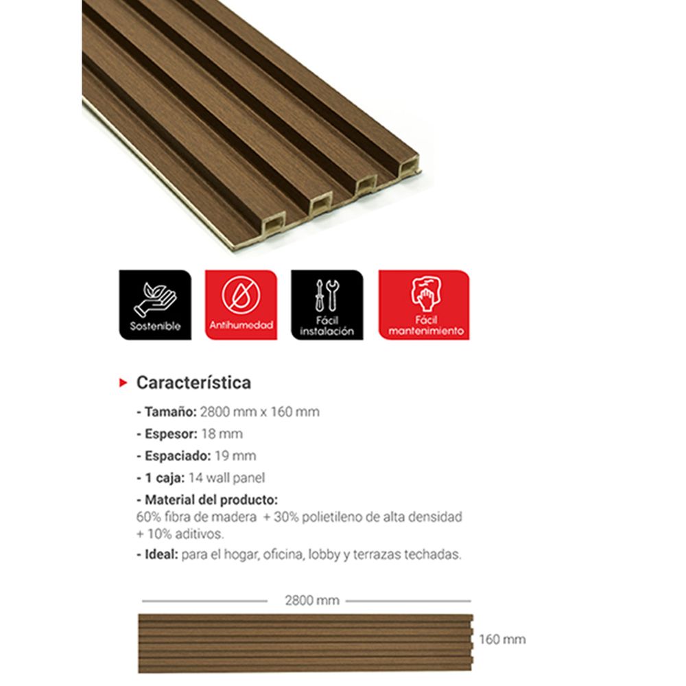 Wpc Wall Panel Color Coñac Decorplas - Promart