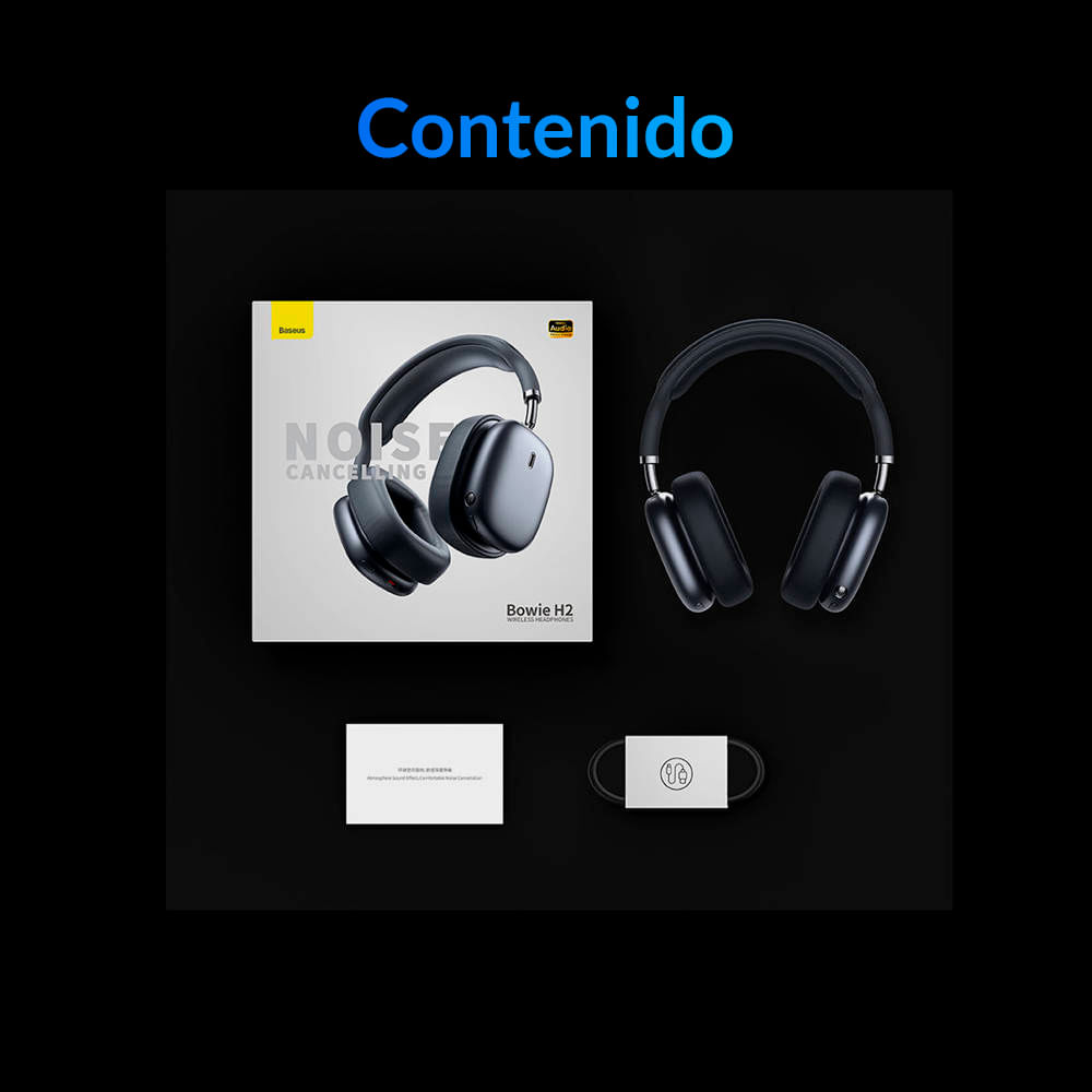 Audifonos Baseus BOWIE H2 Hybrid ANC Hifi Over Ear Gris - Promart