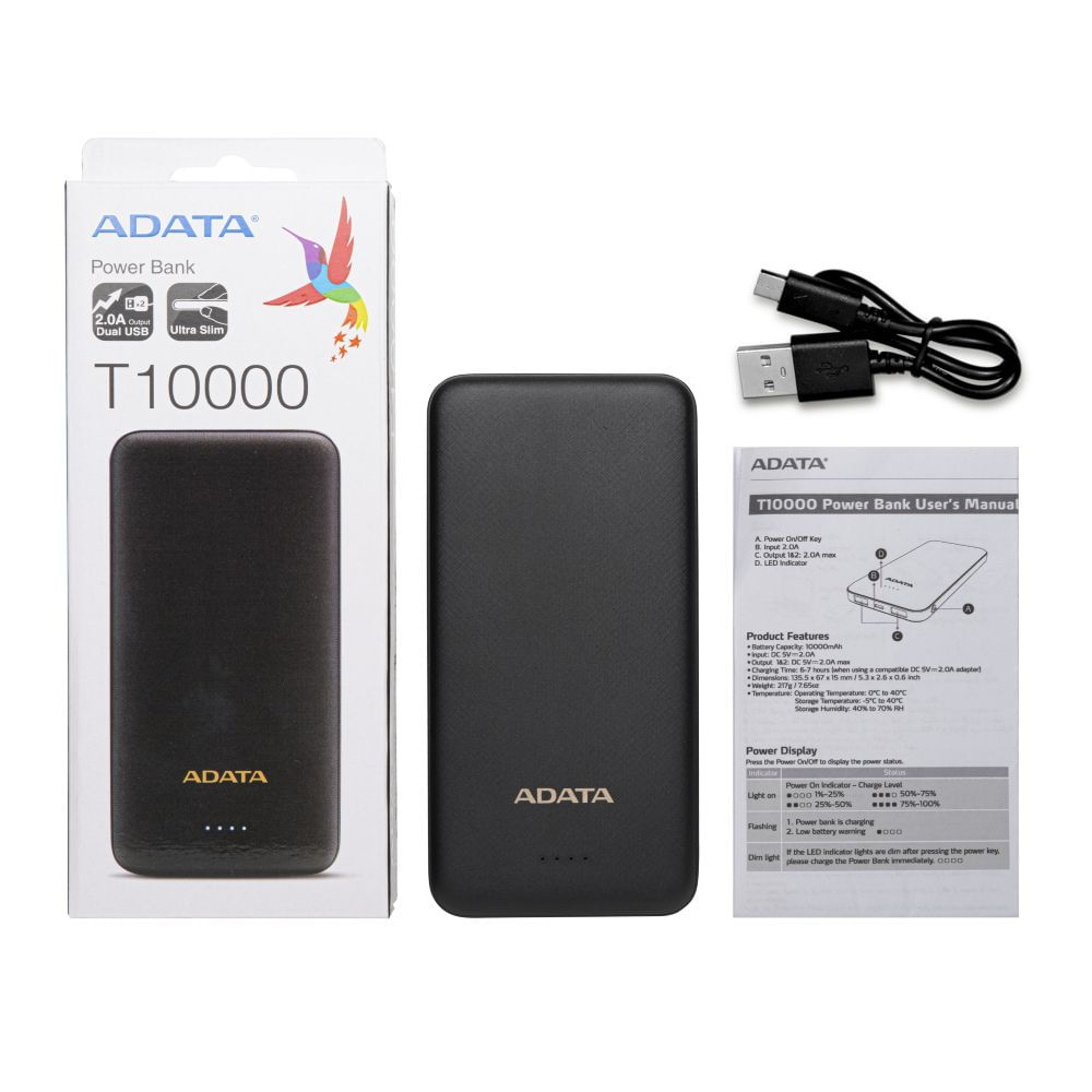 Batería externa ADATA T10000 Black - Promart