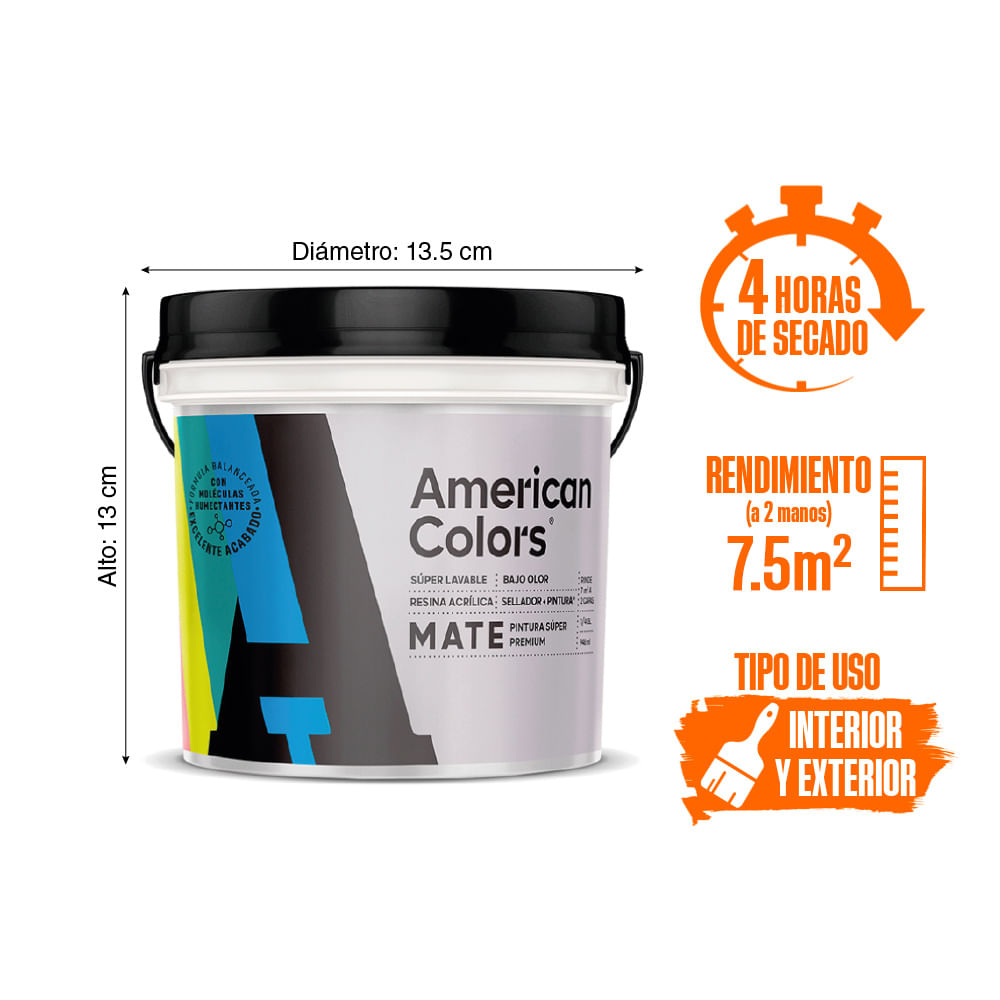 Pintura American Colors Mate Blanco 1/4 Gl - Promart