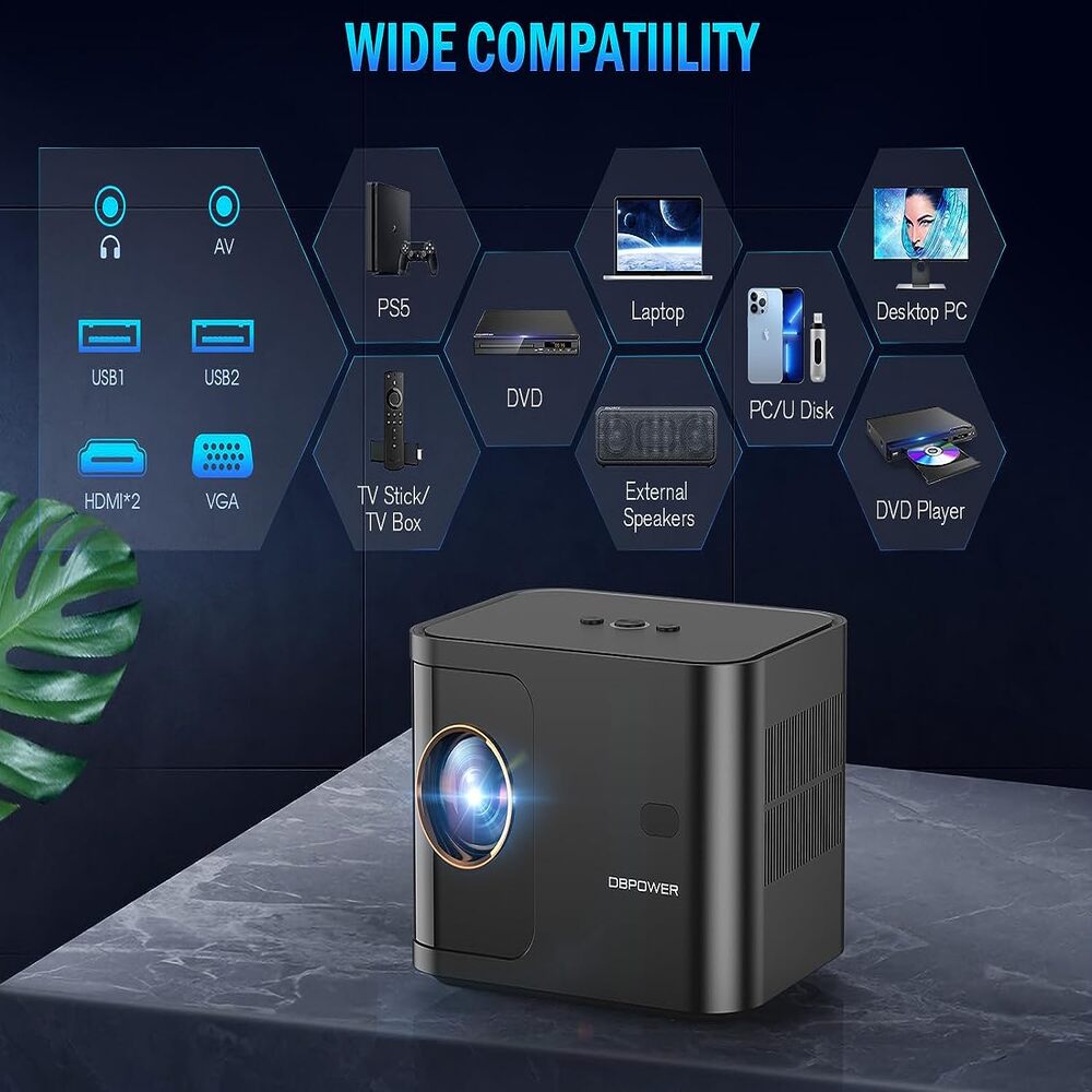 Mini Proyector Bt Y Wifi 5g Compatible Con 4k Hd 1080p,Zoom Dbpower ...