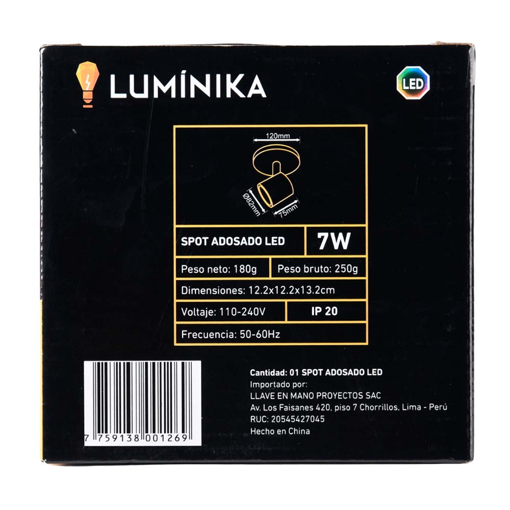 Spot Adosado LED 7W Luz Amarilla Luminika - Promart