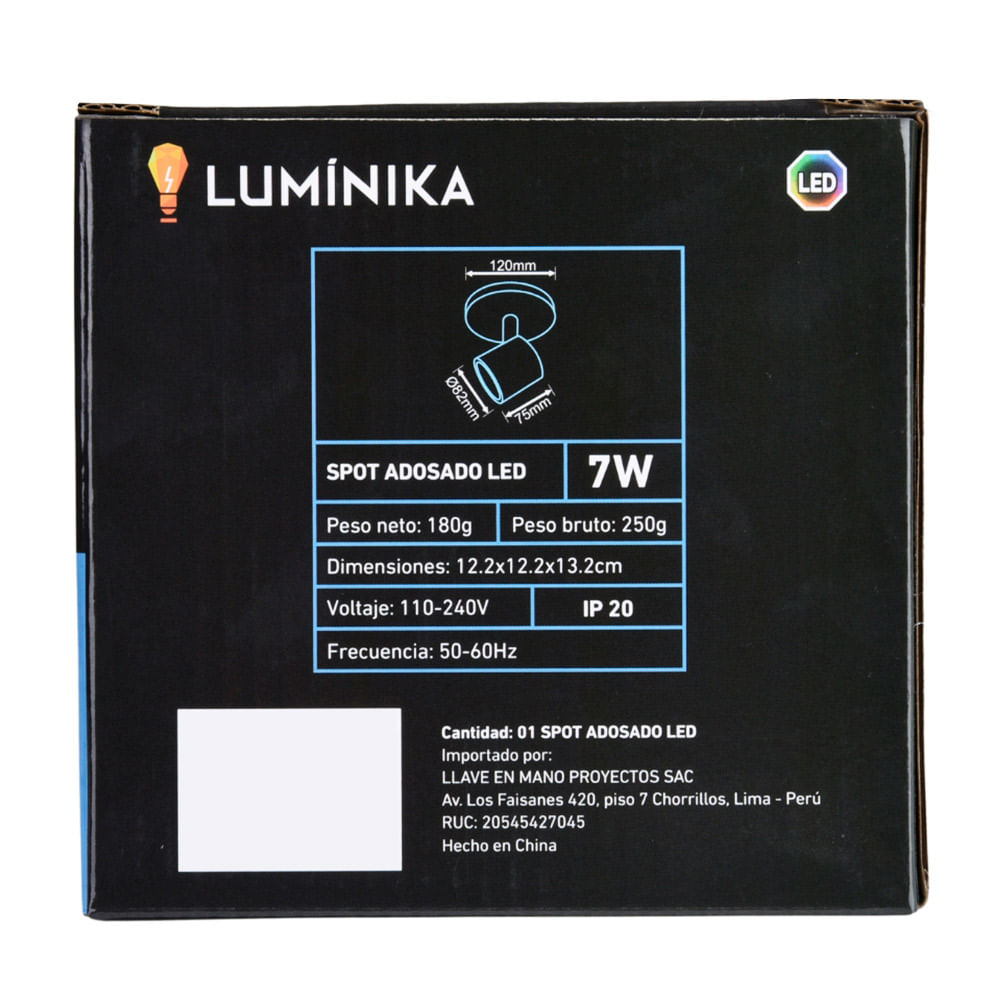 Spot Adosado LED 7W Luz Blanca Luminika - Promart