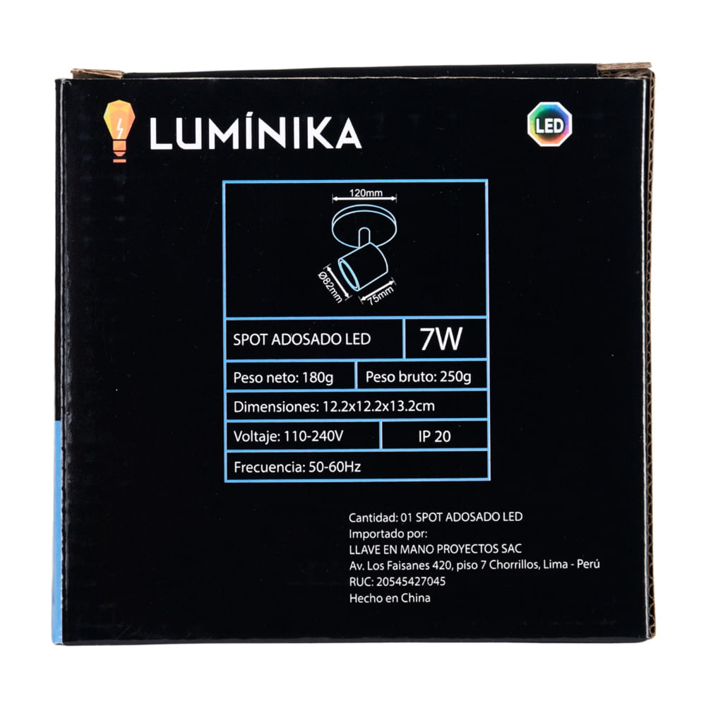 Spot adosado led 7W 60°k LF Luminika - Promart