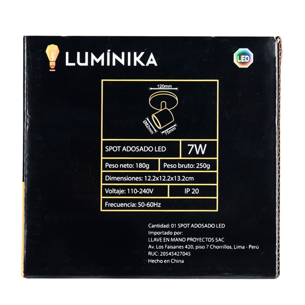 Spot adosado led 7W 30°k LC Luminika - Promart