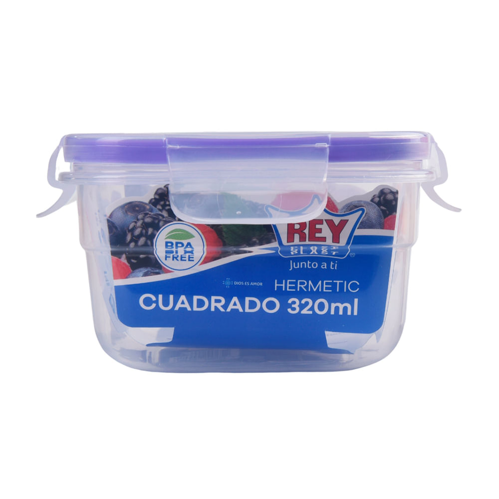 Taper hermético cuadrado 320ml Reyplast - Promart