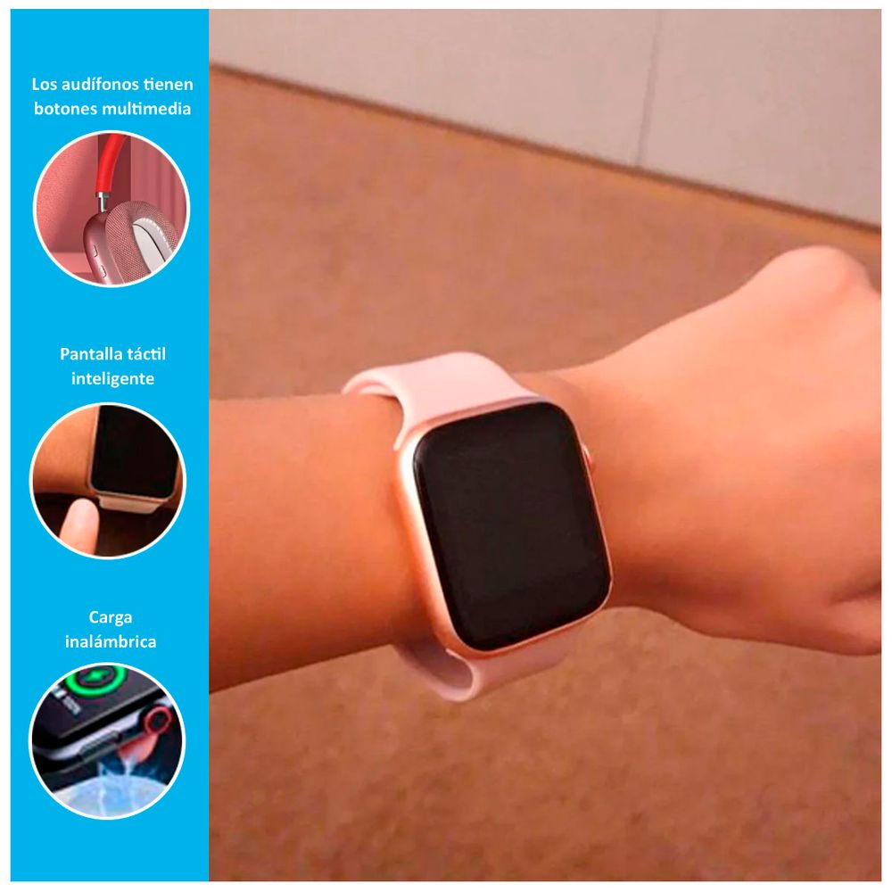 Smartwatch i9 Rosado + Audifonos P9 Pro Max Rosado - Promart