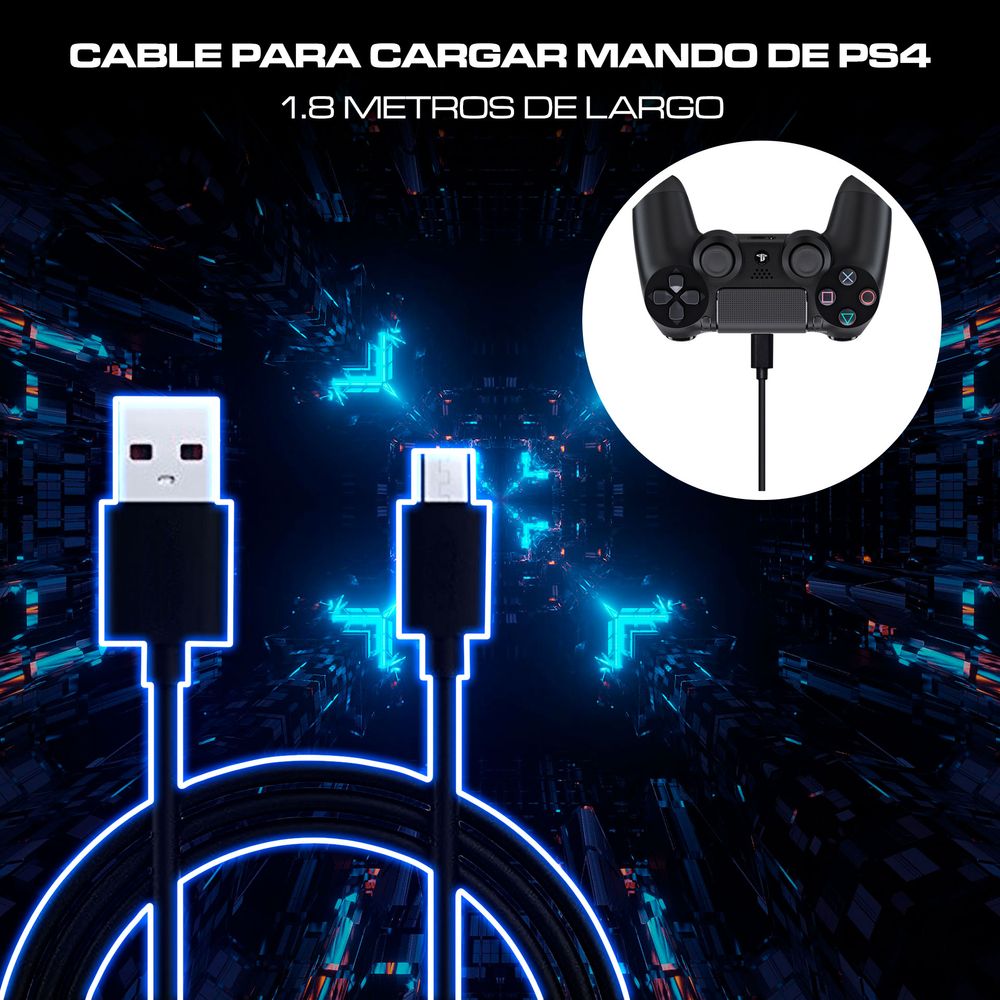 Cable Para Cargar Mando Ps4 De 1.8 Metros Carga Rápida | Promart.pe ...