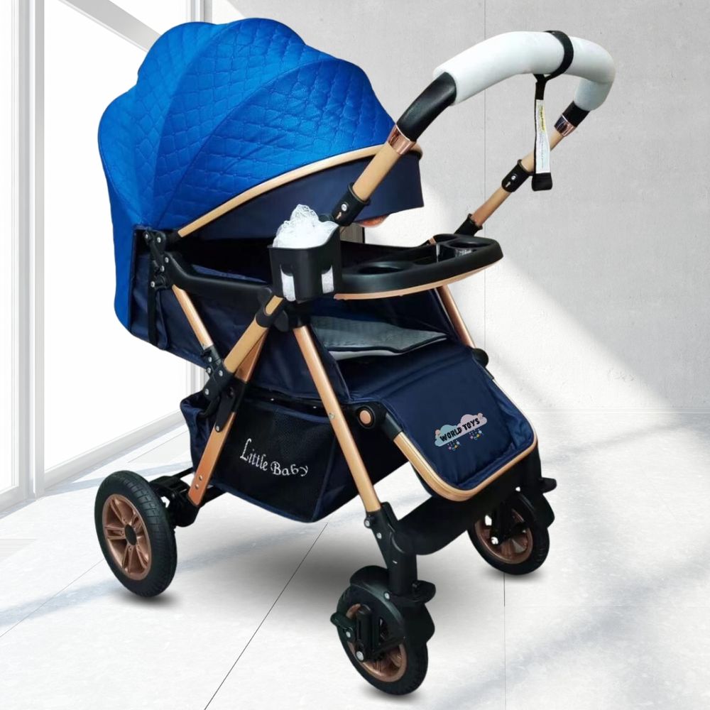 Coche Cuna de Lujo Little Baby Londres Edición Limitada Azul - Promart