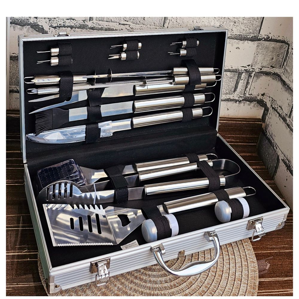 Set Parrillero Premium x 18 Pzas Caja Aluminio | Promart.pe - Promart