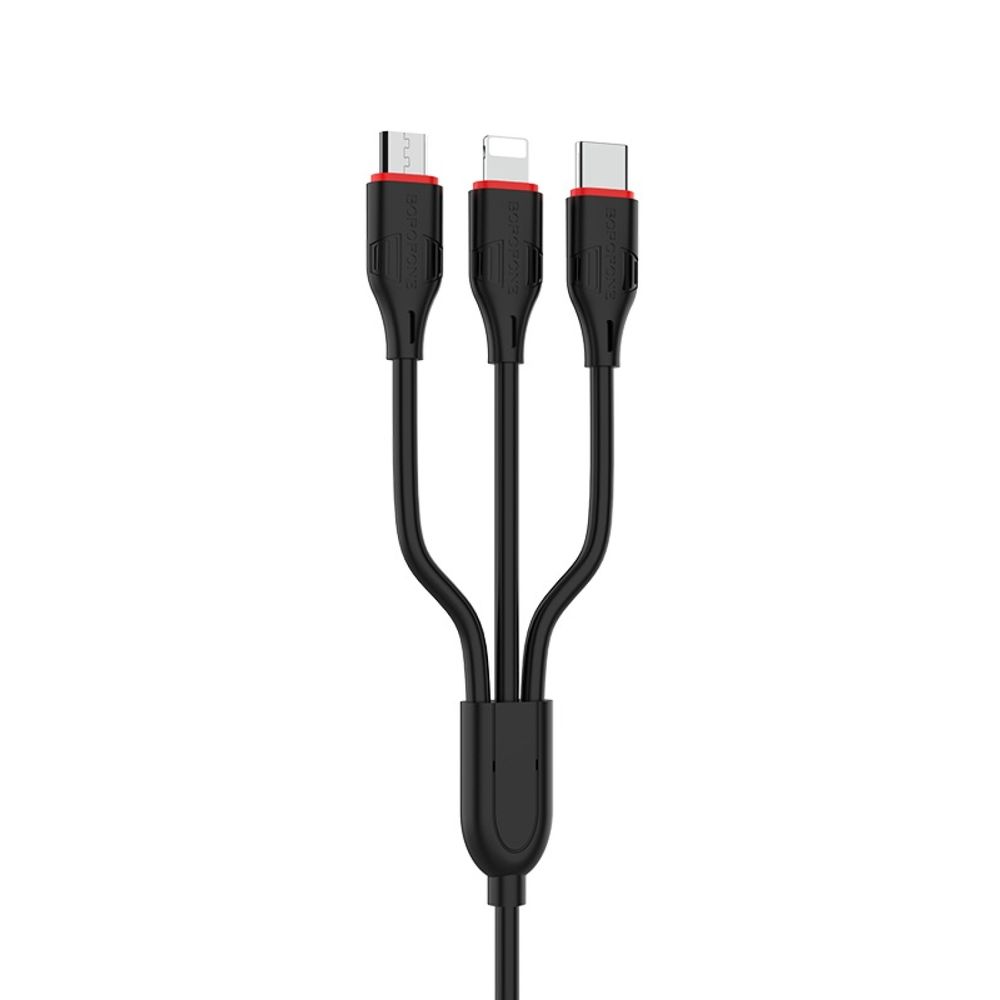 Cable De Carga 3 En 1 Lighting, Tipo C Y Micro Usb Negro / Blanco - Promart