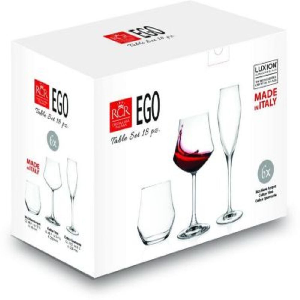 Set de Copas y Vasos RCR EGO 18 Pzas Hecho en Italia - Promart
