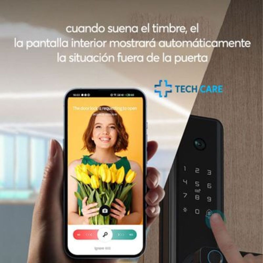 Cerradura Smart Grande con Cámara Huella Clave Tarjeta App y Llave ...