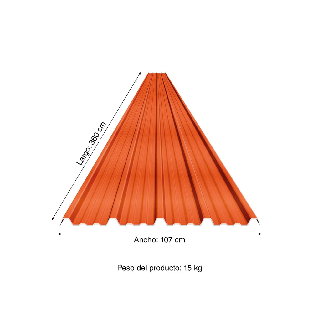 Techo termoacustico Klar Rojo 107x360cm - Promart