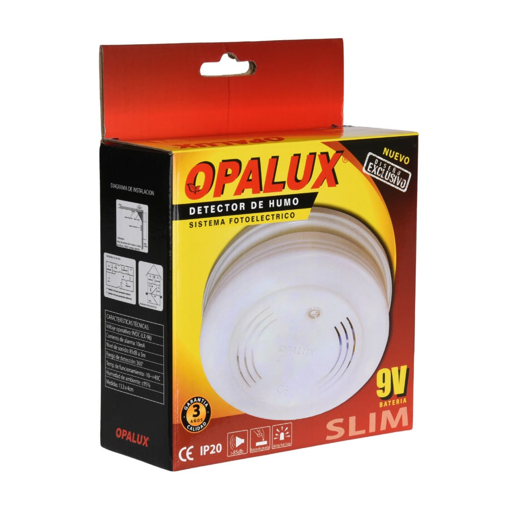 Detector de Humo Inalámbrico Opalux 9Vdc Ce Blanco - Promart