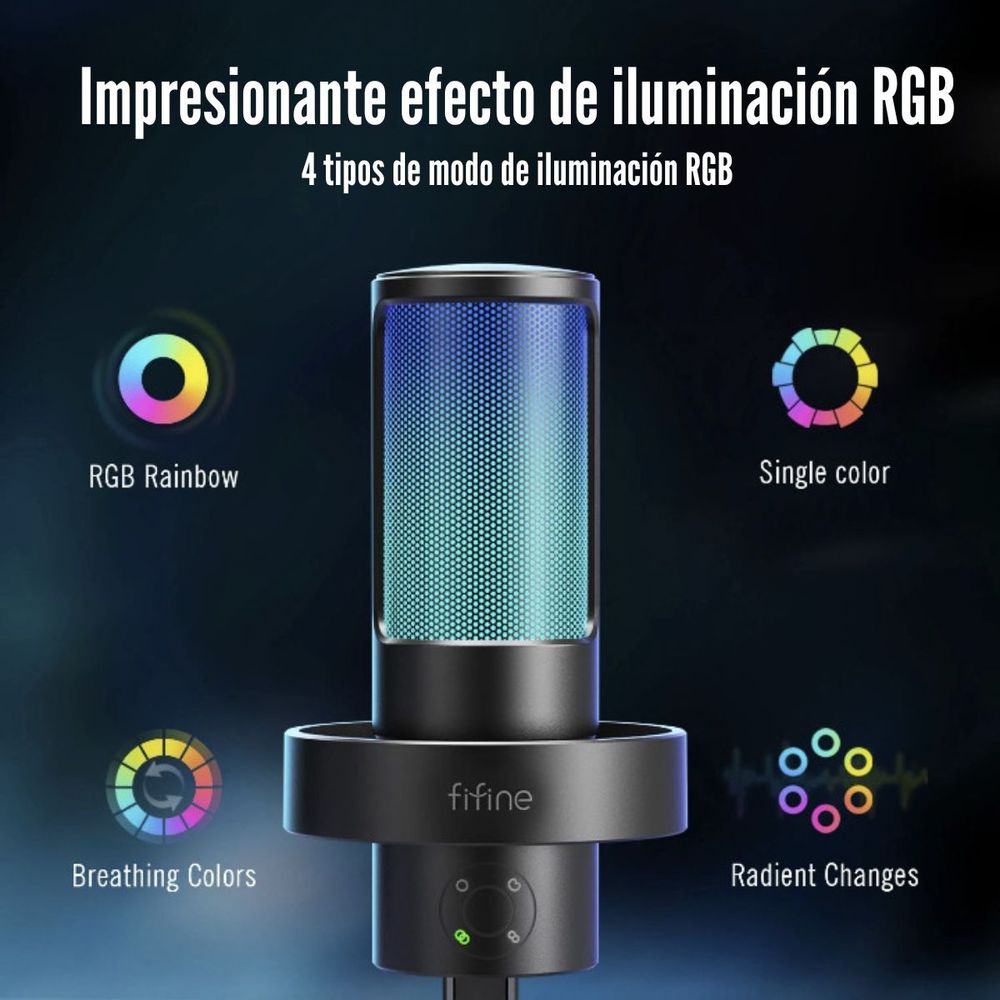 Micrófono Fifine Ampligame A8 Plus RGB 4 Patrones Negro - Promart