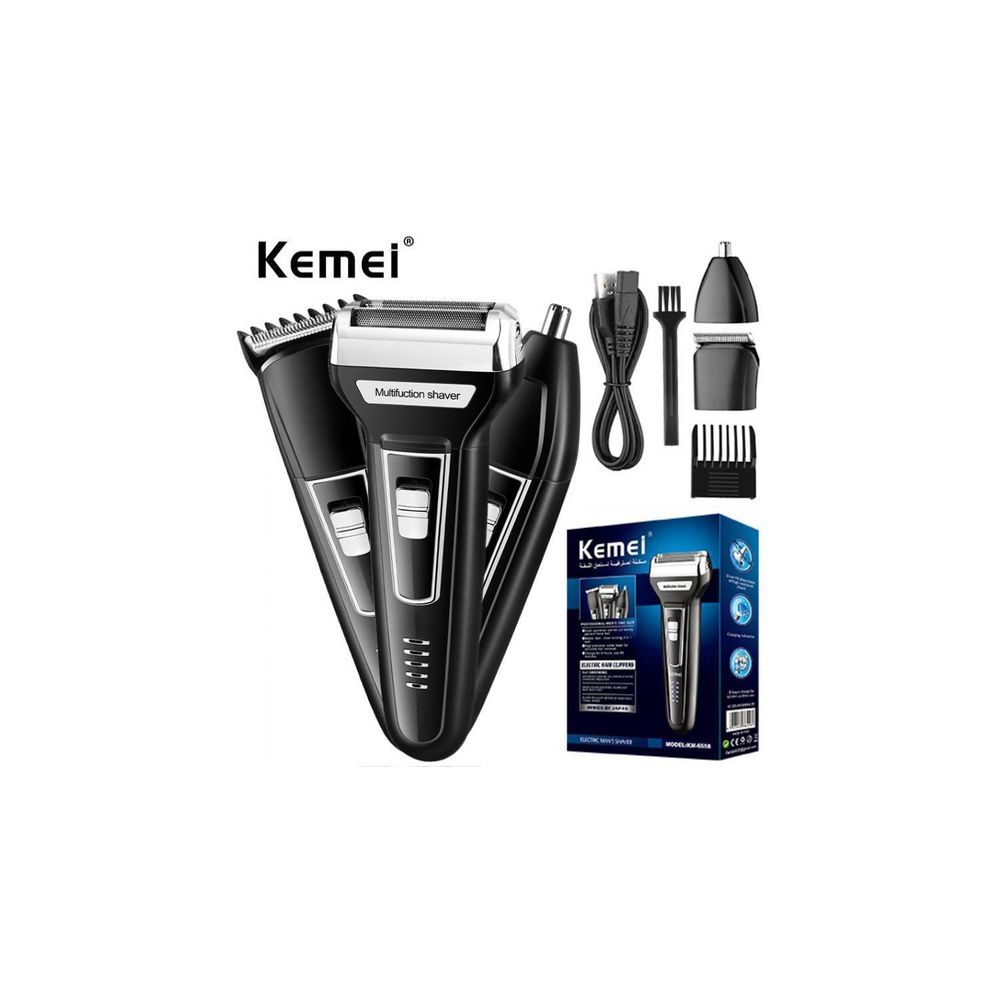 Afeitadora Cortadora Rasuradora Inalambrica Kemei 3 en1 KM-6558 - Promart