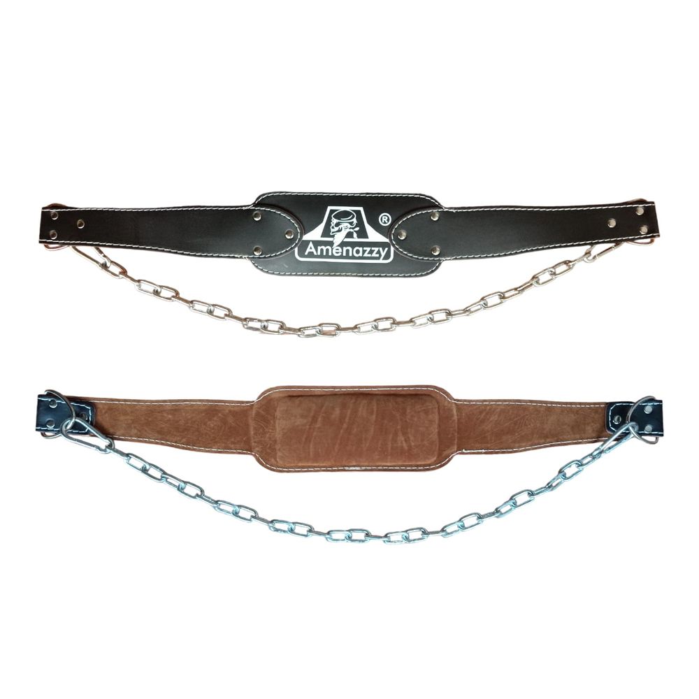 Cinturon Lastre Correa Inmersion Dominadas Cadena Cuero Color Negro ...