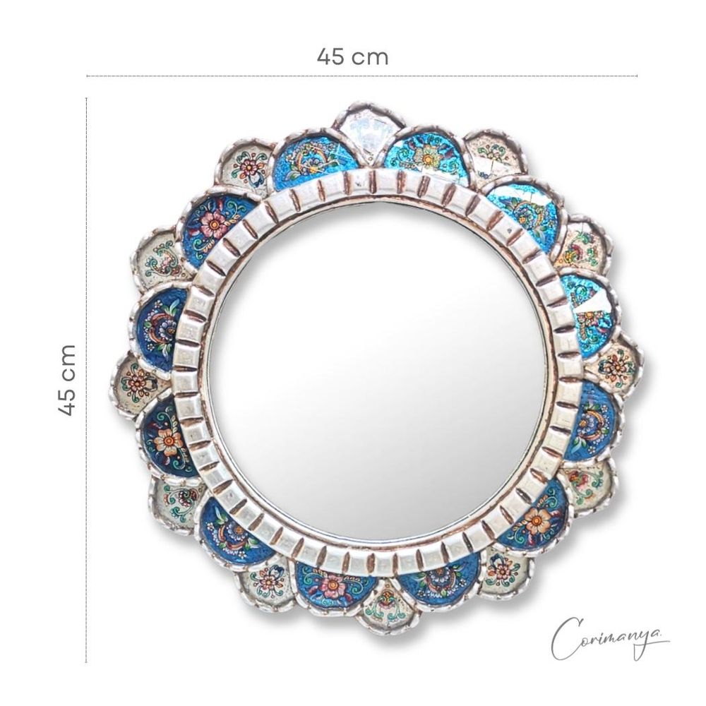 Espejo Decorativo Floral Plateado 45 cm - Promart