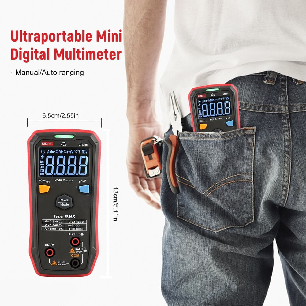 Multimetro Multitester Digital Auto Rango Rms Real NVC UNI-T UT123D ...