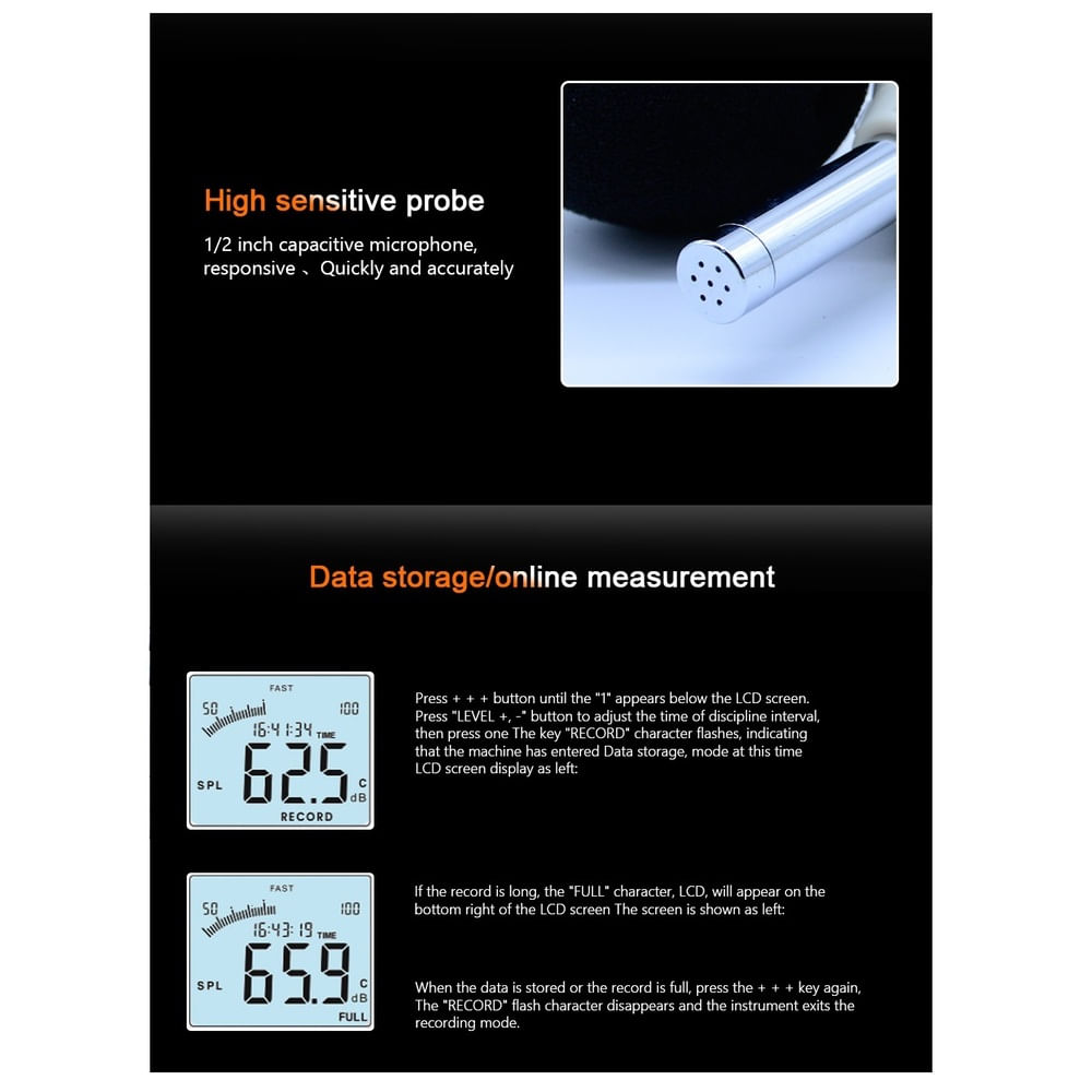 Sonómetro Digital Profesional Data Logger Decibelímetro - GM1356 ...