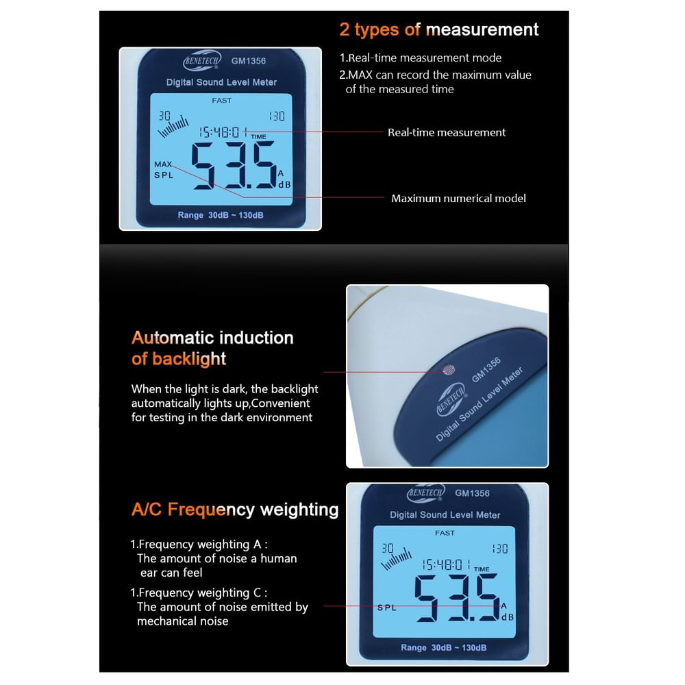 Sonómetro Digital Profesional Data Logger Decibelímetro - GM1356 ...