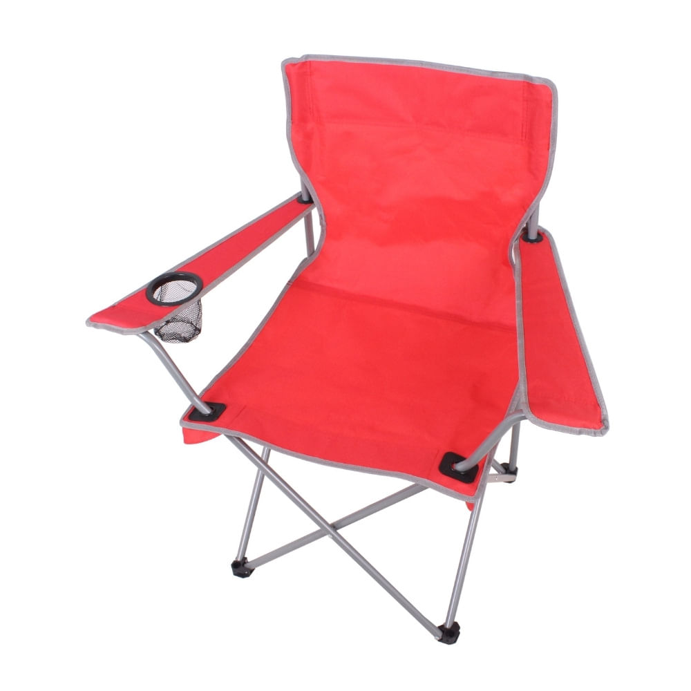 Silla de playa plegable con brazos + posavaso Rojo - Promart