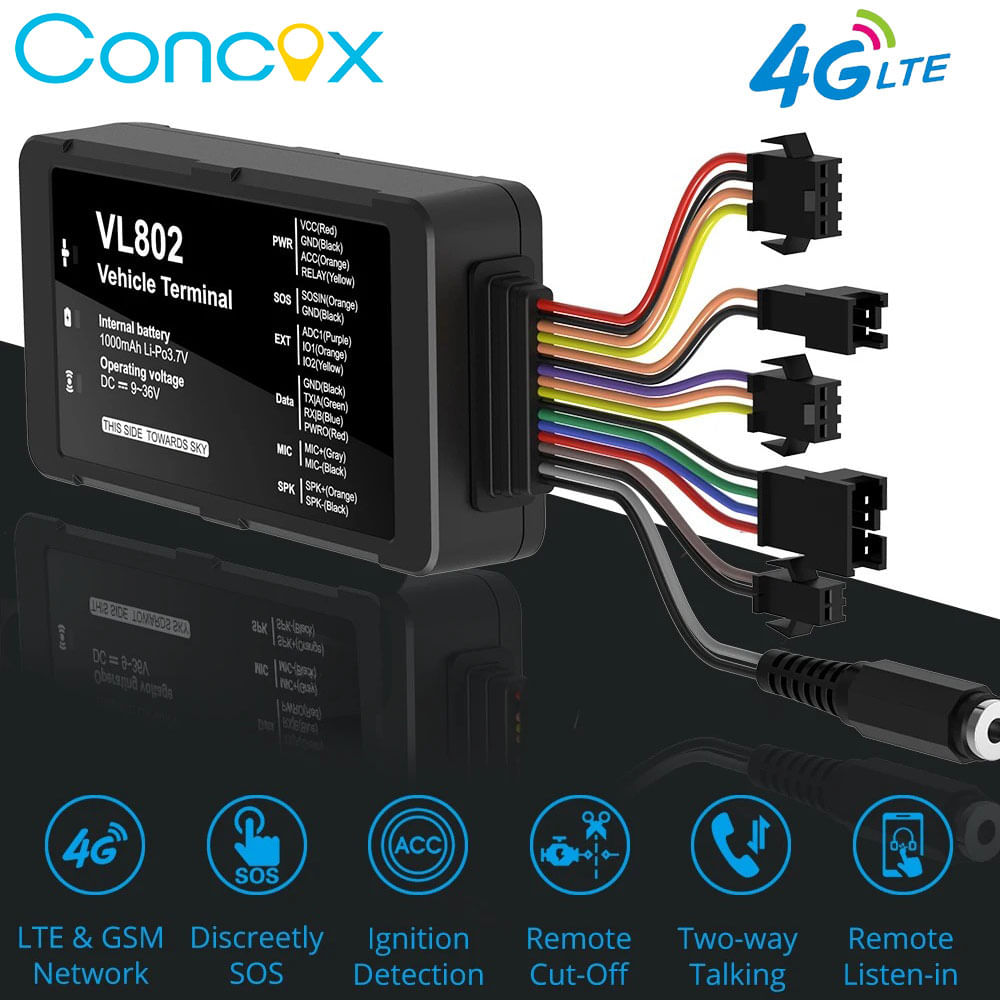 GPS Vehicular Concox 4G VL802 Múltiples alertas, Seguimiento en tiempo ...