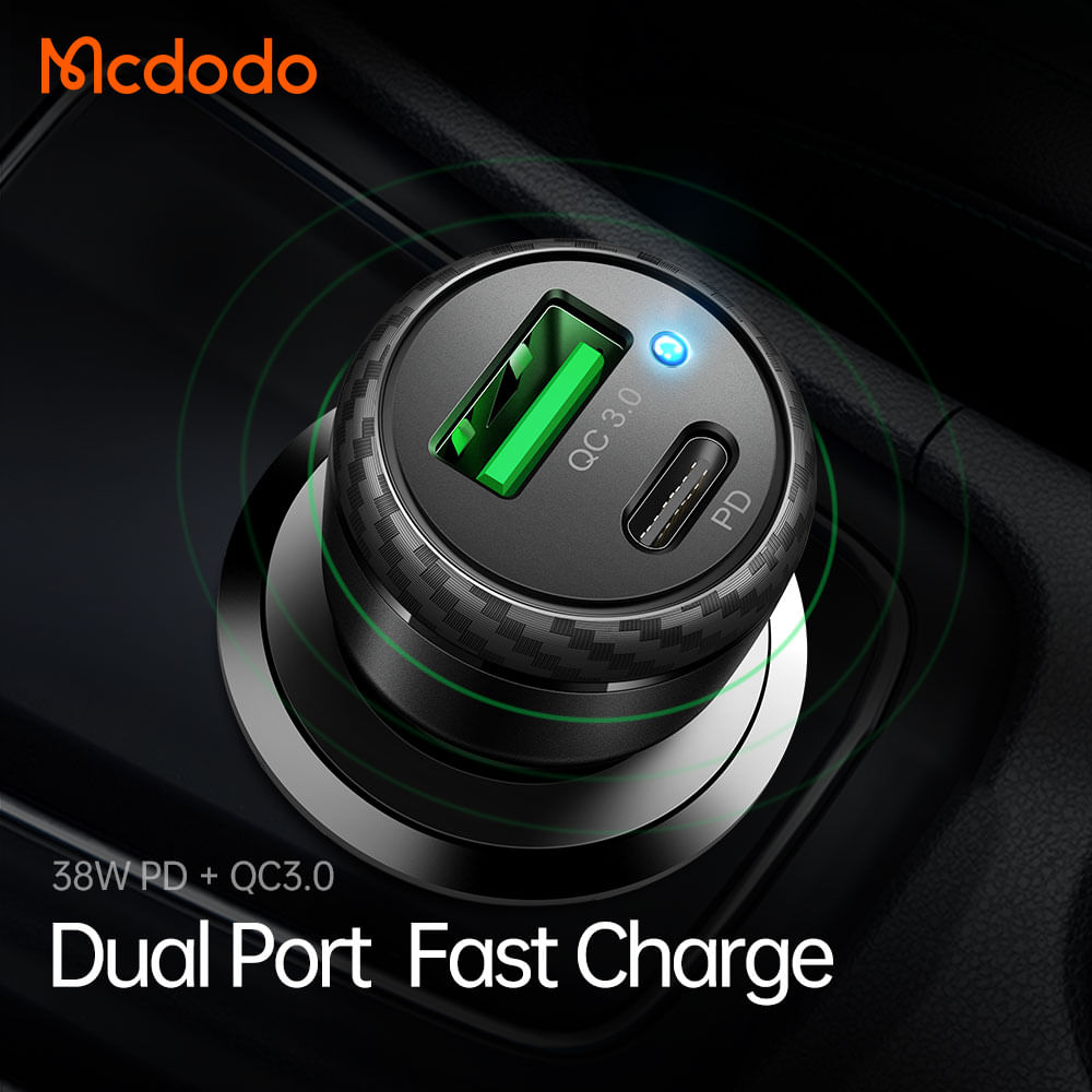 Cargador para Auto Mcdodo 38W 2 en 1 Usb + Tipo C - Promart