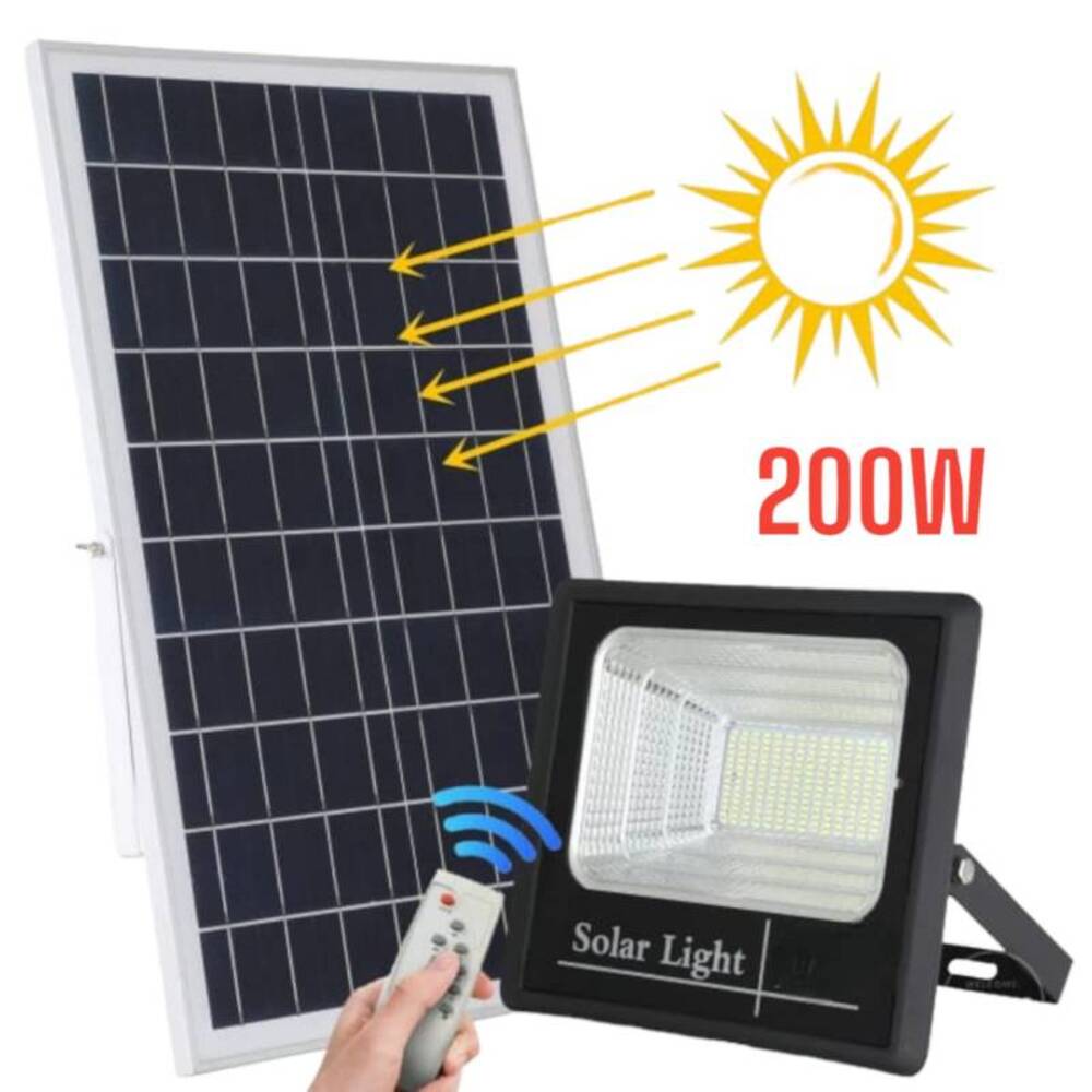 Reflector Solar Led 200Watts con Panel Solar Black Exteriores - Promart