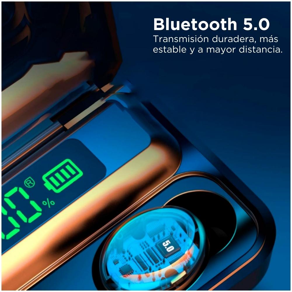 Audífonos Bluetooth F9 -5C Inalámbrico Power Bank Touch Pantalla Led Celeste A39 - Promart