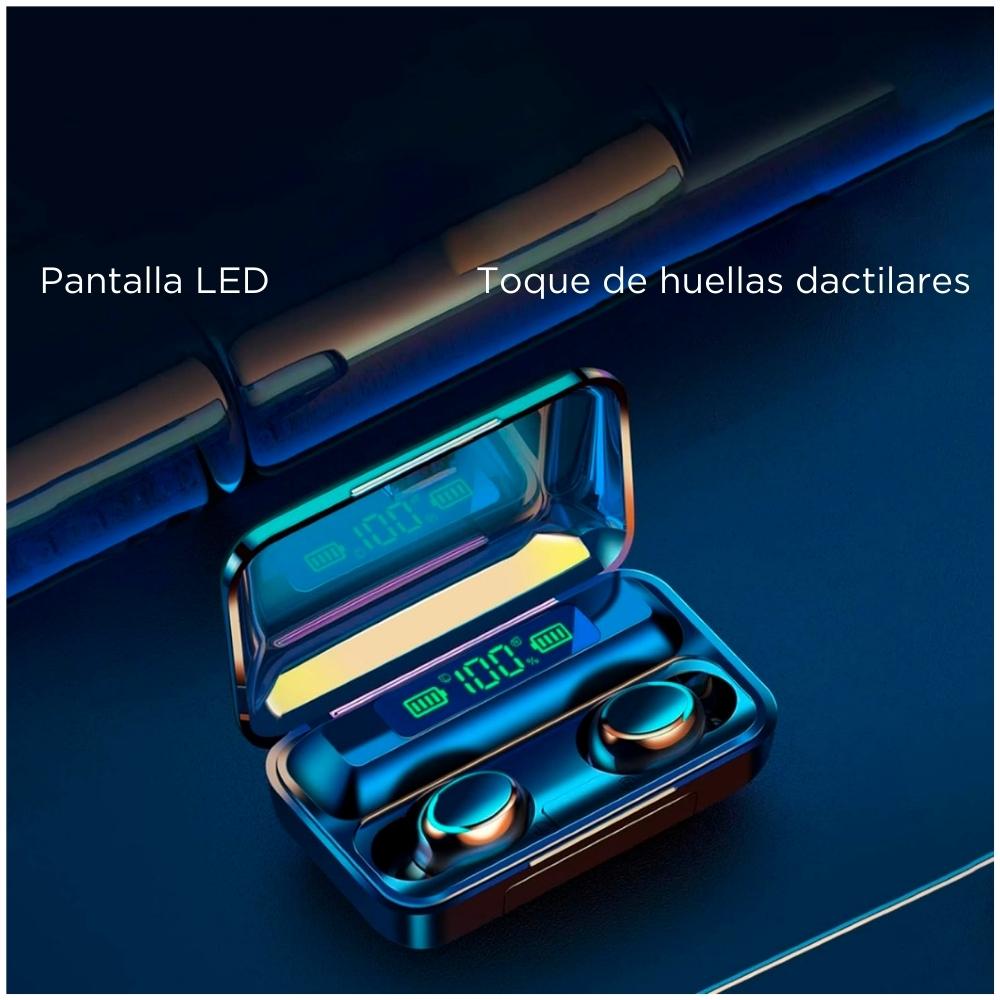 Audífonos Bluetooth F9 -5C Inalámbrico Power Bank Touch Pantalla Led Celeste A39 - Promart