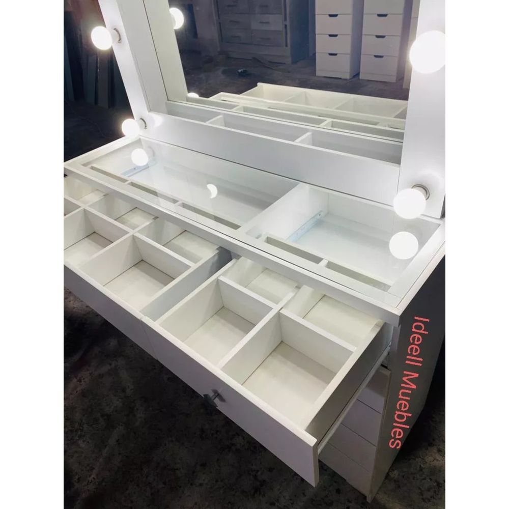 Tocador Moderno con Luces Evans color Blanco TU MESITA con espejo - Promart