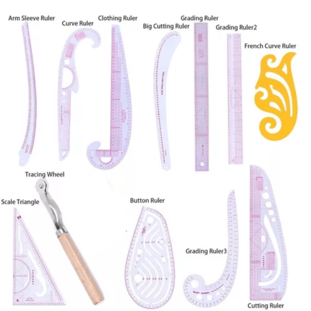 Juego de 12 Reglas de Costura Francesa Regla para Confeccionar Vestidos ...