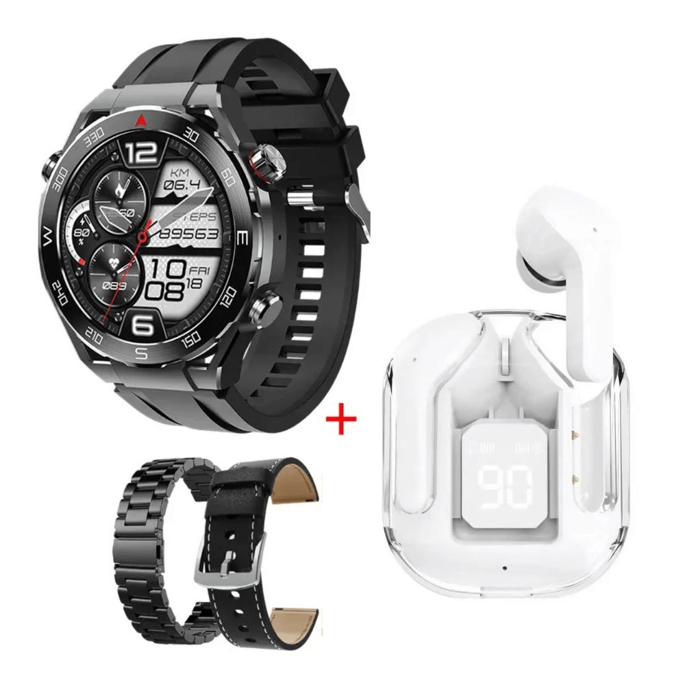 Pack Smartwatch HW5 Ultimate Negro Triple Correa Amoled GPS y Audífonos ...