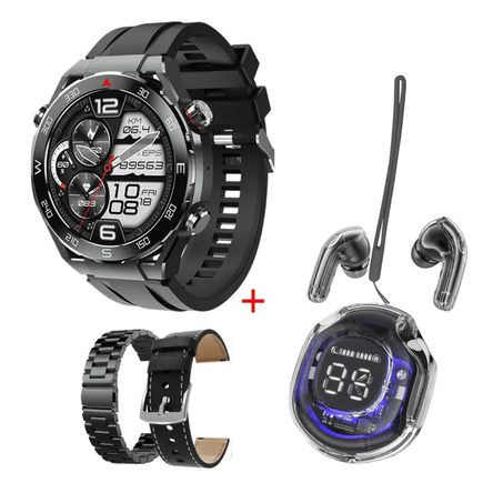 Pack Smartwatch HW5 Ultimate Negro Triple Correa Amoled GPS y Audífonos ...