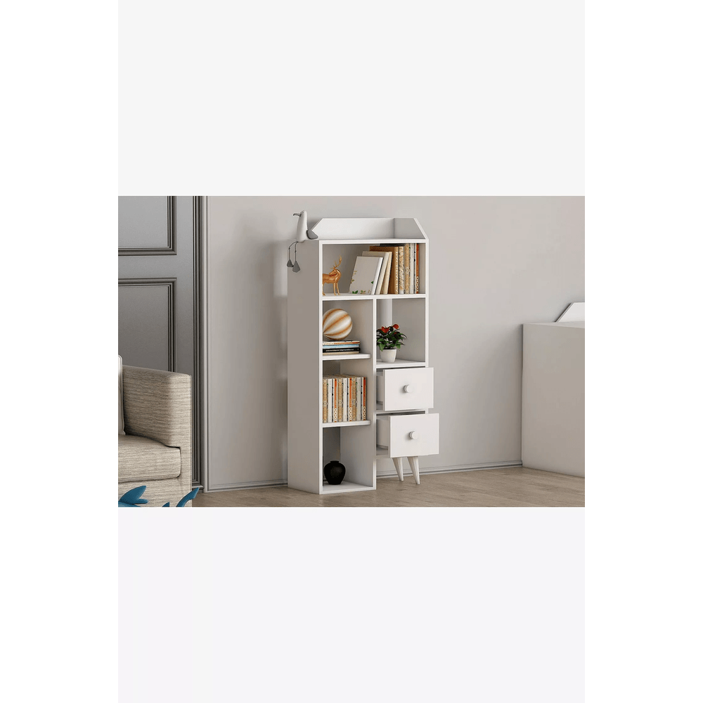 Librero Moderno Vallejo con repisas 2 cajones TU MESITA color Blanco | Promart.pe - Promart