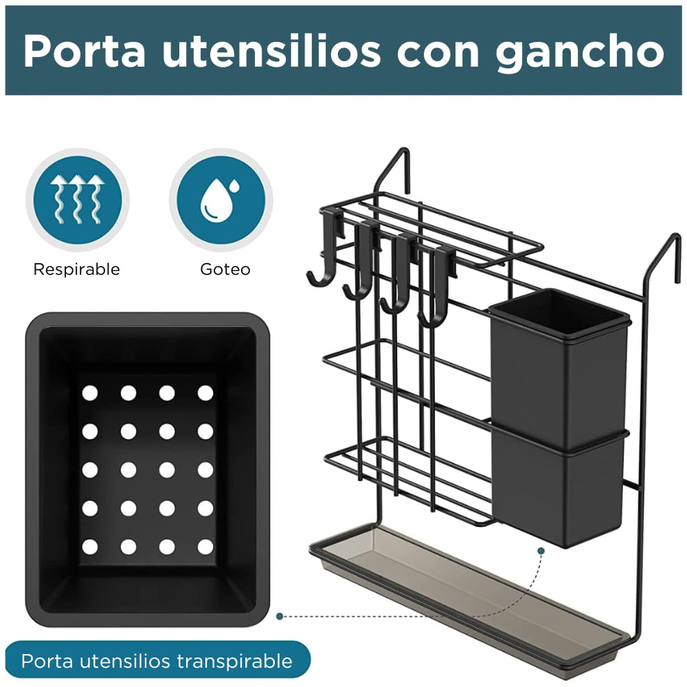 Escurridor de Platos Elegante y Moderno para Cocina Negro 19E - Promart