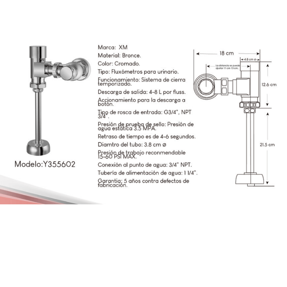 Fluxómetro para urinario Y355602 | Promart.pe - Promart