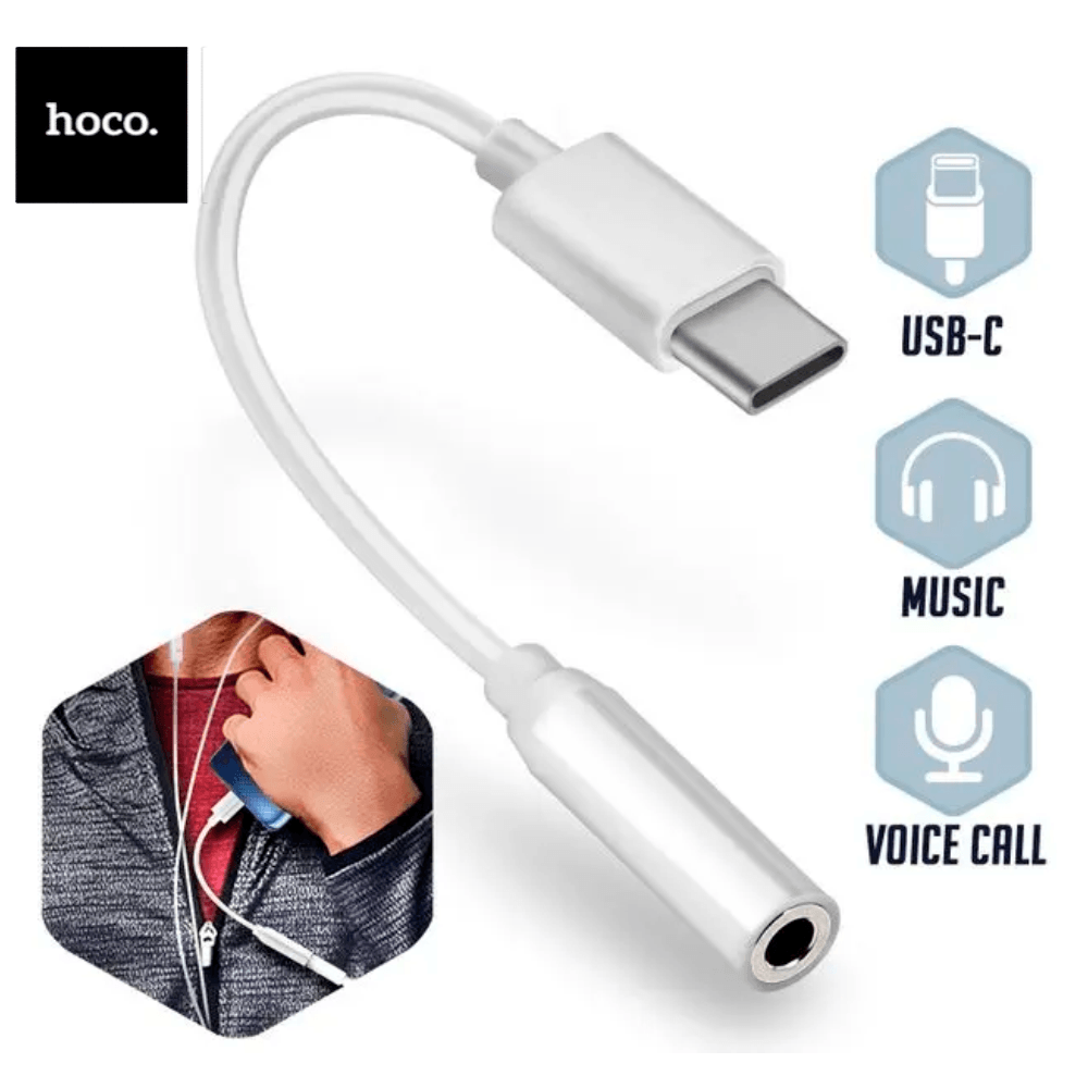 Adaptador Audifono Jack de 3,5 mm a Tipo C Blanco HOCO LS35 - Promart
