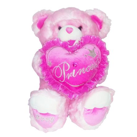 Peluche Oso Osa Rosa Corazon Princess 50cm Dandee - Promart