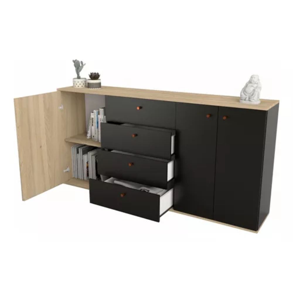 Cómoda Moderna Francis 3 puertas 4 cajones TU MESITA | Promart.pe - Promart