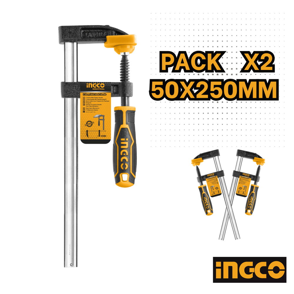 Pack x2 Prensa Sargento Tipo F 50 x 250MM Industrial Ingco HFC020503- x2 - Promart