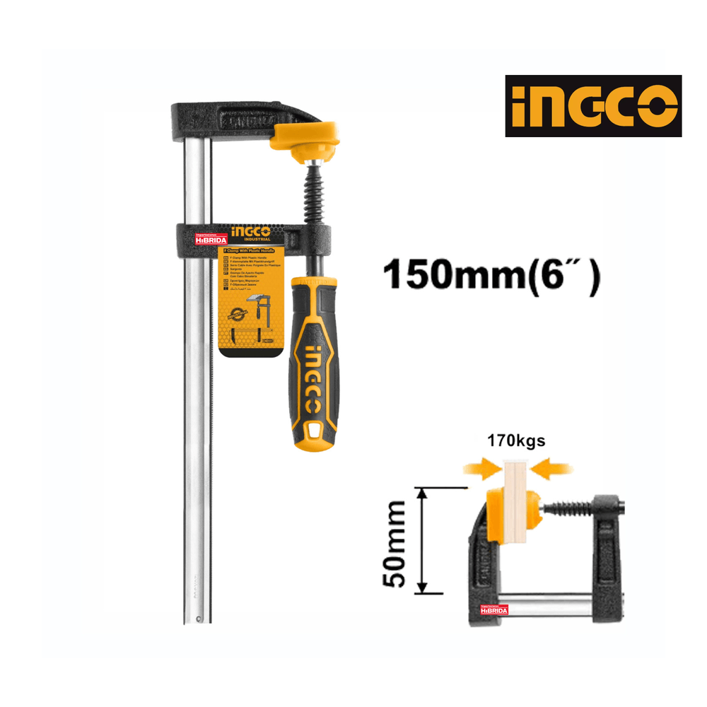 Pack x2 Prensa Sargento tipo F 50 x 150MM Industrial Ingco HFC020501- x2 - Promart