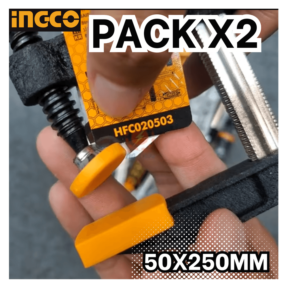 Pack x2 Prensa Sargento Tipo F 50 x 250MM Industrial Ingco HFC020503- x2 - Promart